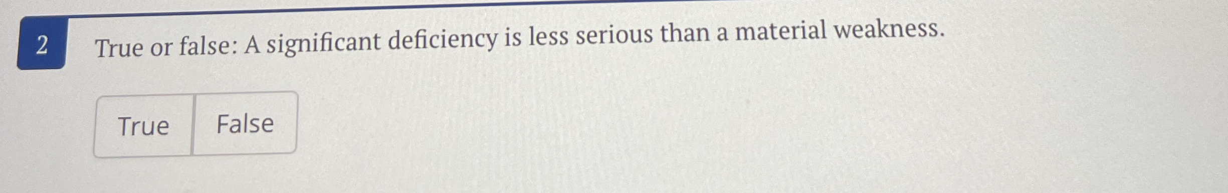 Solved 2 ﻿True or false: A significant deficiency is less | Chegg.com