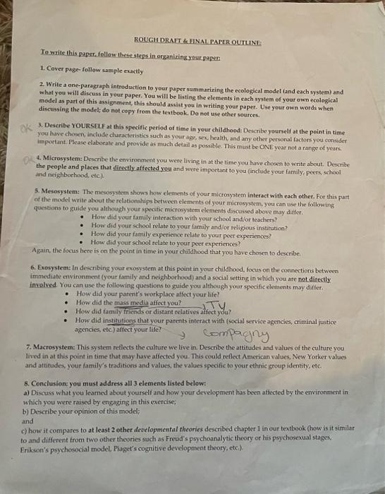 ROUGH DRAFT I FINAL PAPER OUTLINE To write this paper | Chegg.com