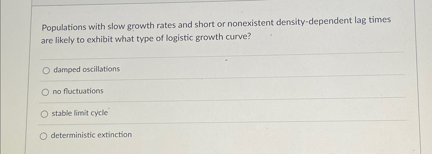 Solved Populations with slow growth rates and short or | Chegg.com