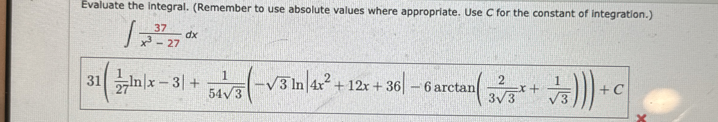 Solved Evaluate the integral. (Remember to use absolute | Chegg.com