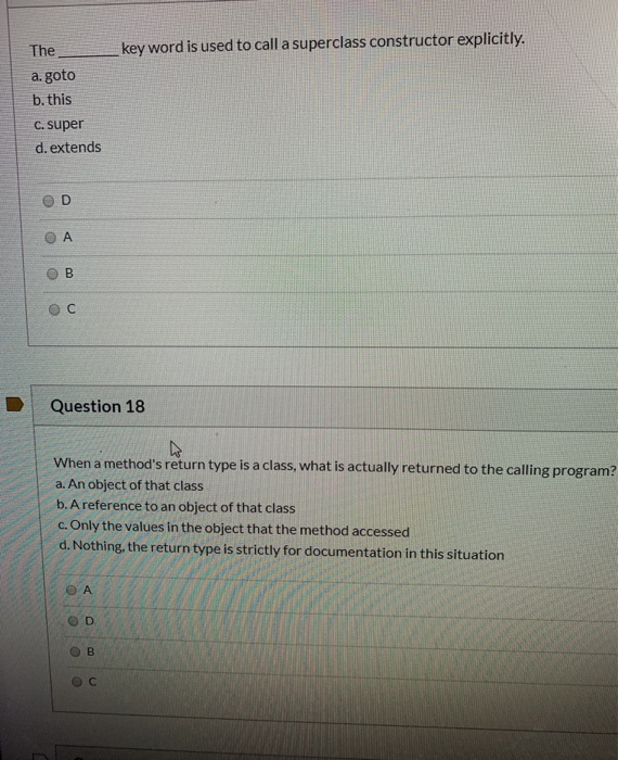 Solved Key Word Is Used To Call A Superclass Constructor