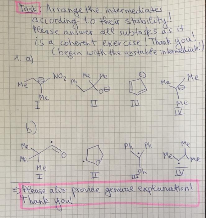 Solved (begin with the unstable intermediate!! Task: Arrange | Chegg.com