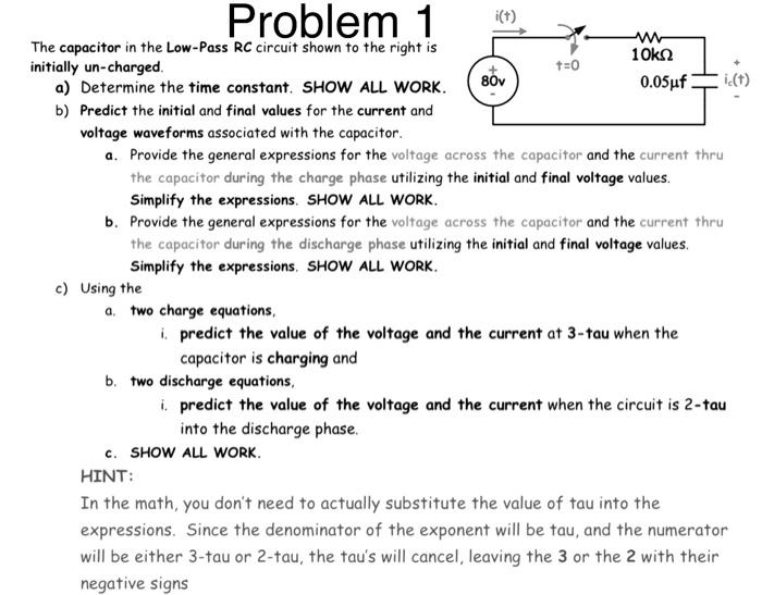 Solved Problem 1 The capacitor in the Low-Pass RC circuit | Chegg.com