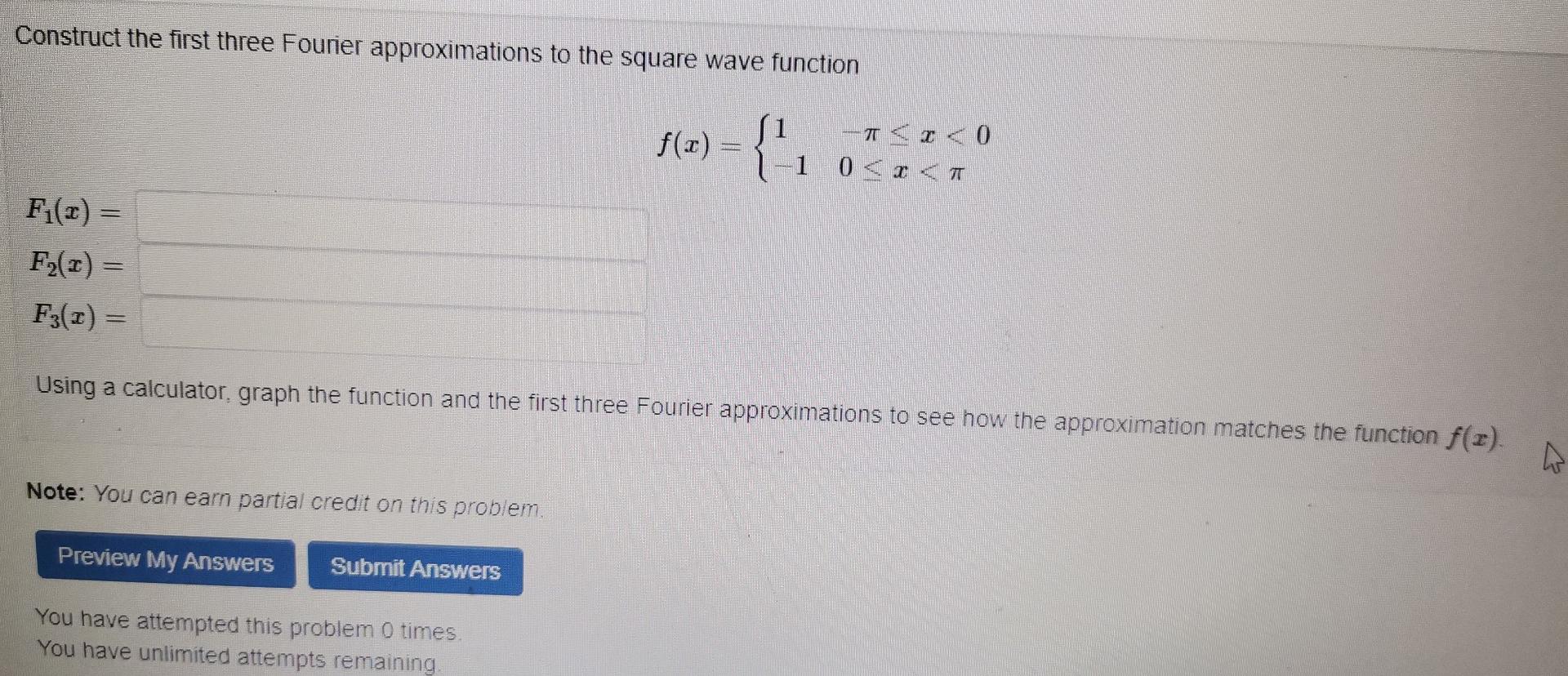 [solved] Construct The First Three Fourier Approx