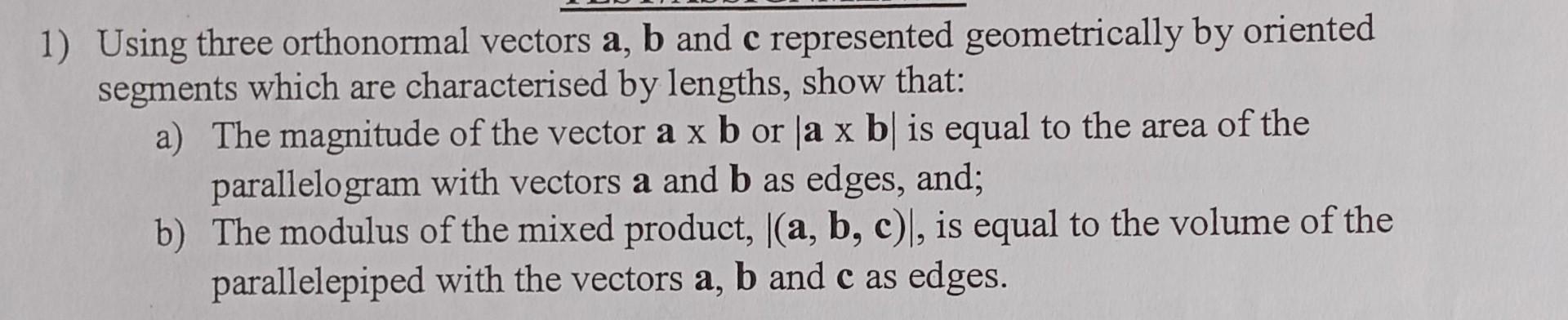 1 Using Three Orthonormal Vectors A B And C