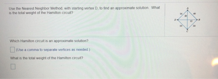 Solved Use the Nearest Neighbor Method, with starting vertex | Chegg.com