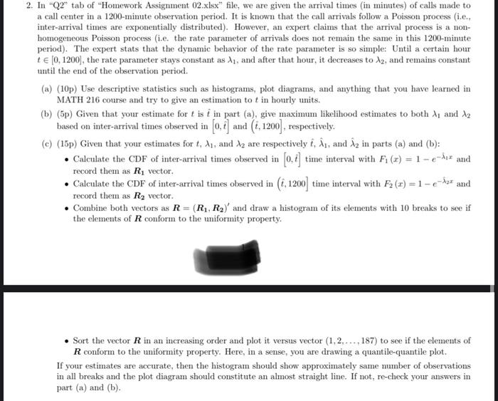 2. In "Q2" tab of "Homework Assignment 02.xlsx′′ | Chegg.com