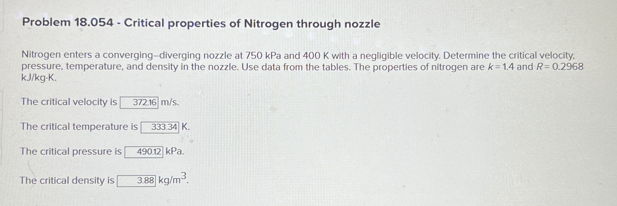 Solved Problem 18.054 - ﻿Critical properties of Nitrogen | Chegg.com