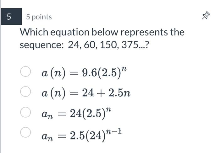 Solved Which equation below represents the sequence: | Chegg.com