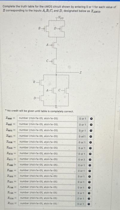 Solved Complete the truth table for the cMOS circuit shown | Chegg.com