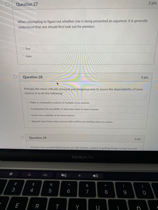 Question 27 2 pts When attempting to figure out | Chegg.com