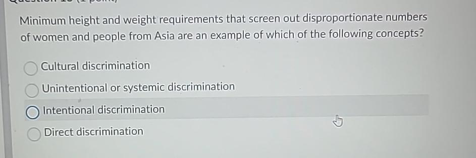 Solved Minimum height and weight requirements that screen | Chegg.com