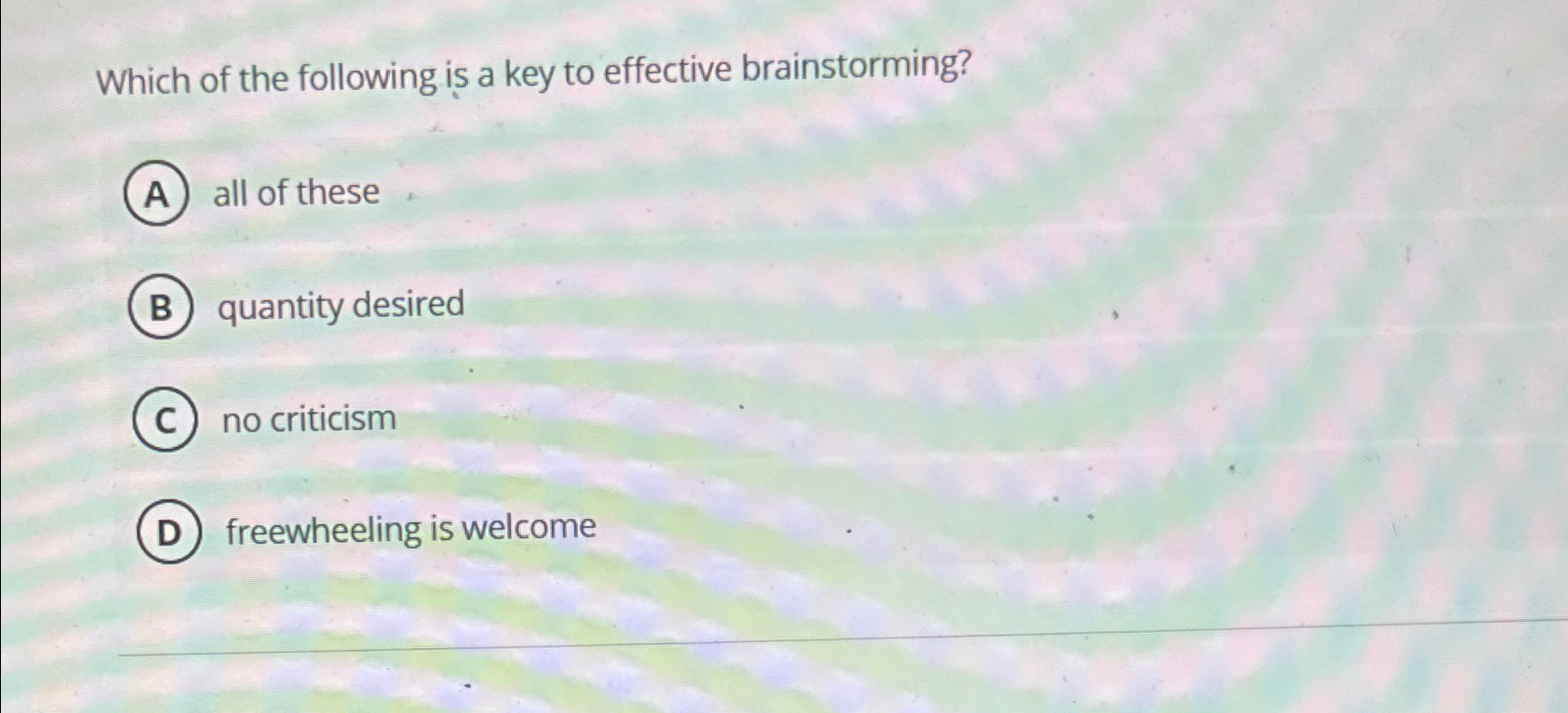 Solved Which of the following is a key to effective | Chegg.com
