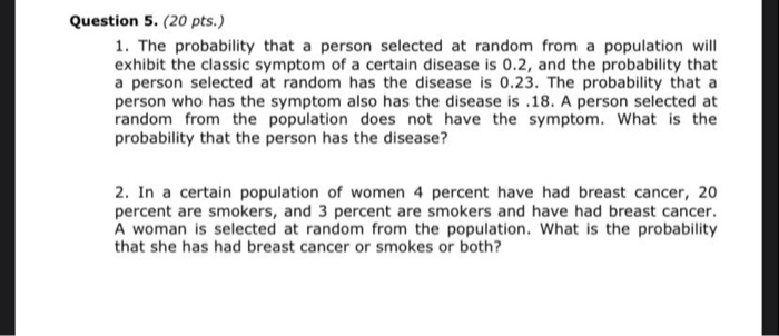 Solved 1. The probability that a person selected at random | Chegg.com