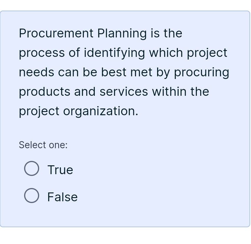 Solved Procurement Planning is the process of identifying | Chegg.com