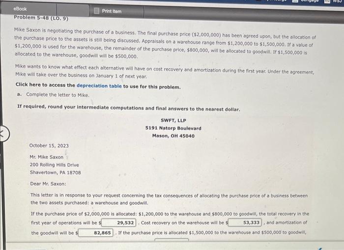 Solved Mike Saxon is negotiating the purchase of a business. | Chegg.com