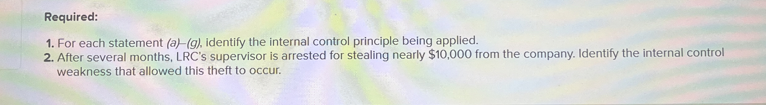 Solved Required:For each statement (a)-(g), ﻿identify the | Chegg.com