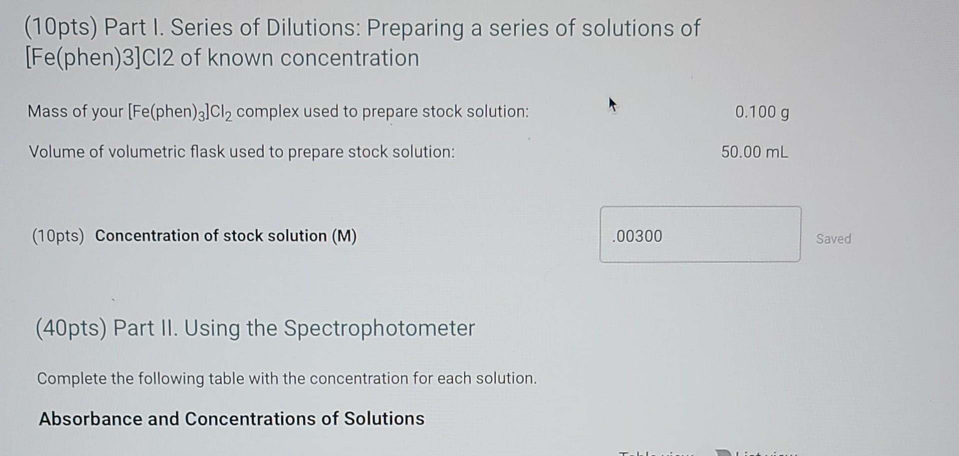Solved (10pts) Part I. Series of Dilutions: Preparing a | Chegg.com