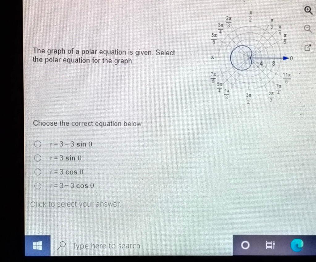 Solved 2x 33 2 2 4 52 6 LO The graph of a polar equation is | Chegg.com