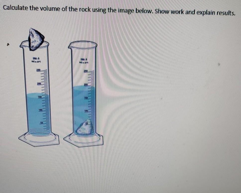 Solved Calculate the volume of the rock using the image | Chegg.com
