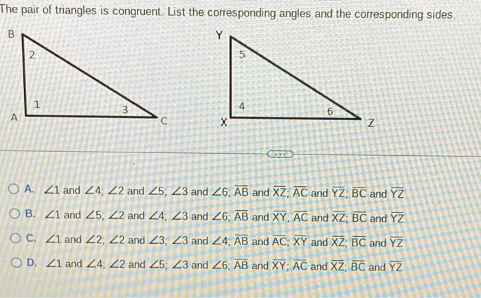 Solved The pair of triangles is congruent. List the | Chegg.com