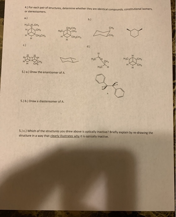 Solved 4.) For each pair of structures, determine whether | Chegg.com