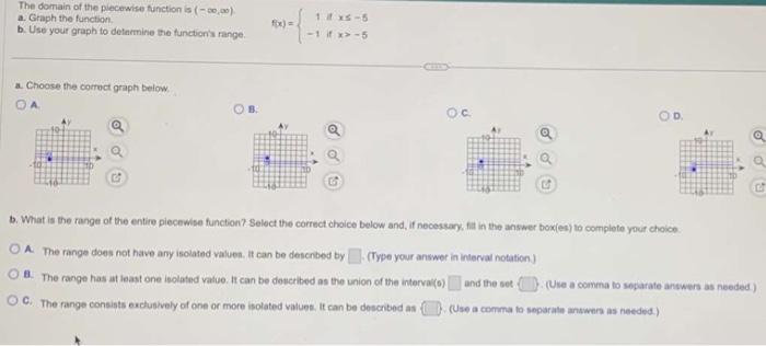 Solved The domain of the piecewise function is (-00,00). a. | Chegg.com