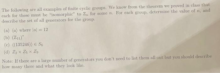 Solved The following are all examples of finite cyclic | Chegg.com