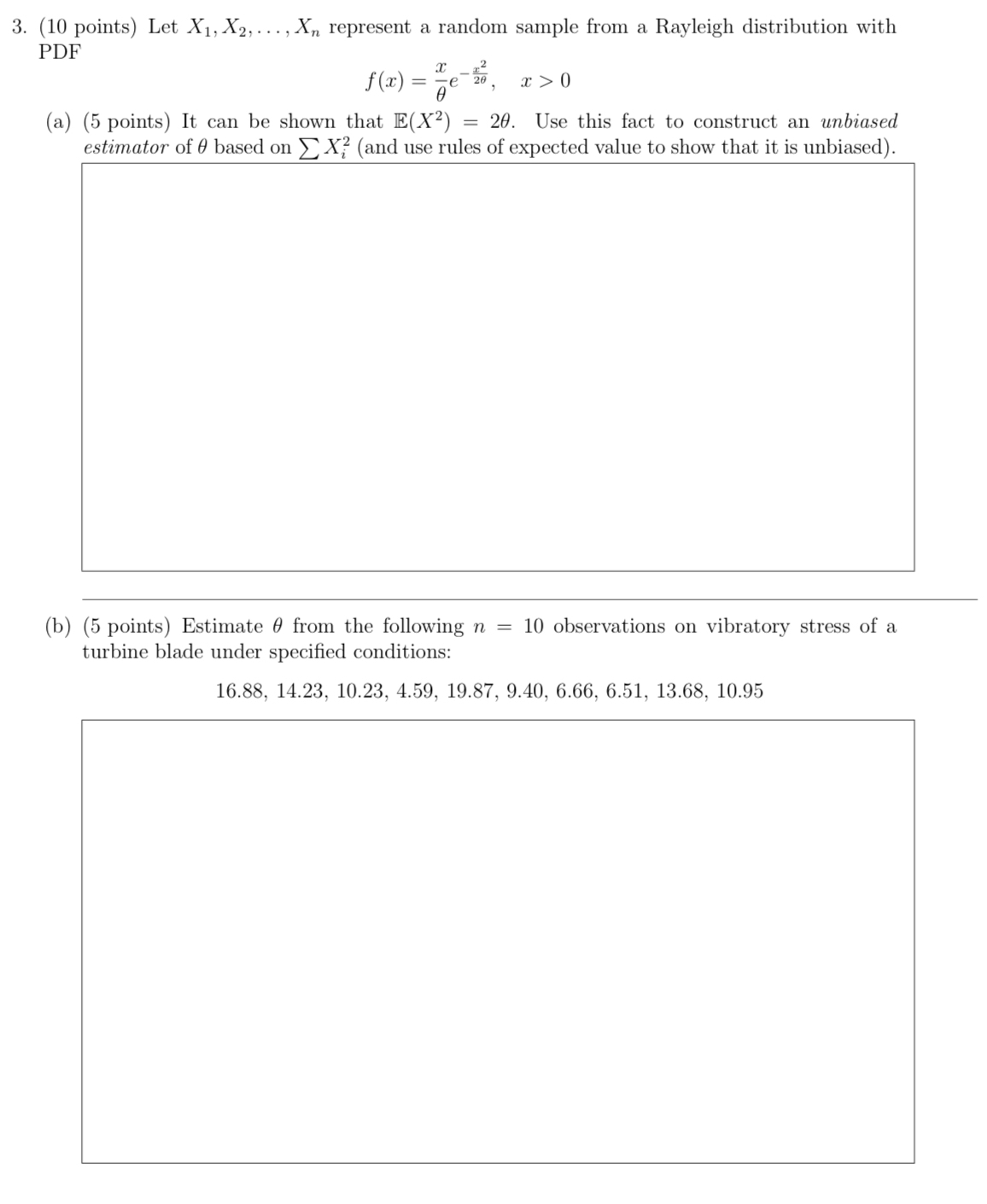 Solved (10 ﻿points) ﻿Let x1,x2,dots,xn ﻿represent a random | Chegg.com