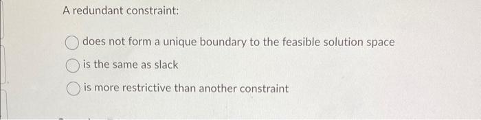 Solved A redundant constraint: does not form a unique | Chegg.com