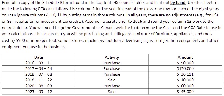 Solved Print off a copy of the Schedule 8 ﻿form found in the | Chegg.com