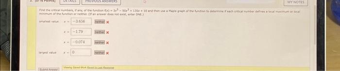 Solved smallest value Find the critical numbers, if any, of | Chegg.com
