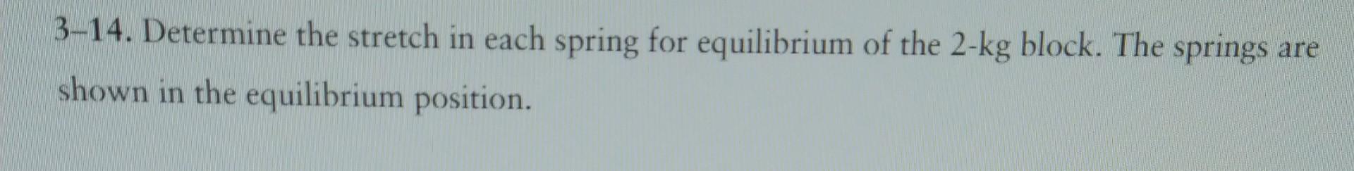 Solved 3-14. Determine the stretch in each spring for | Chegg.com