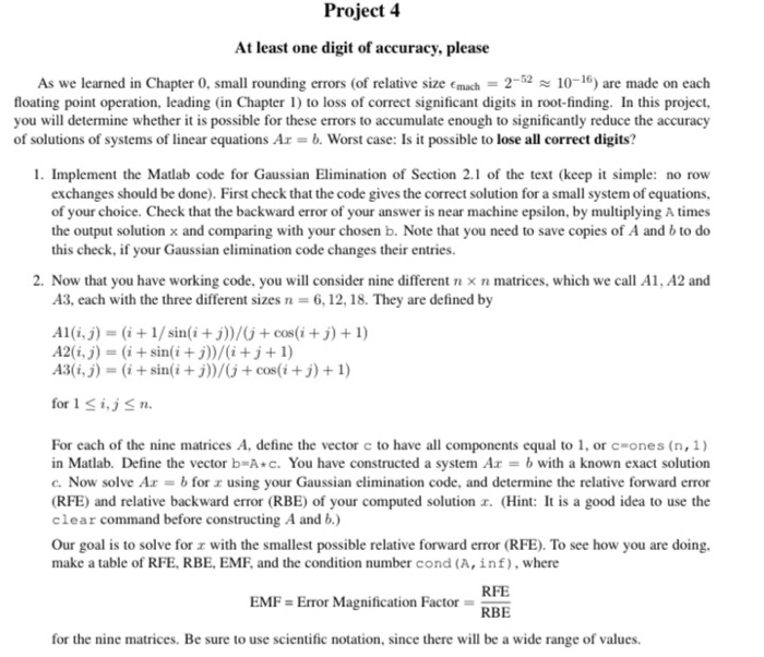 Solved Project 4 At least one digit of accuracy, please As | Chegg.com