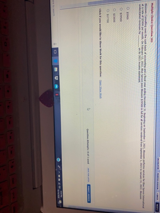 Solved CALCULATOR PRINTER VERSION 4 BACK NEXT Multiple | Chegg.com