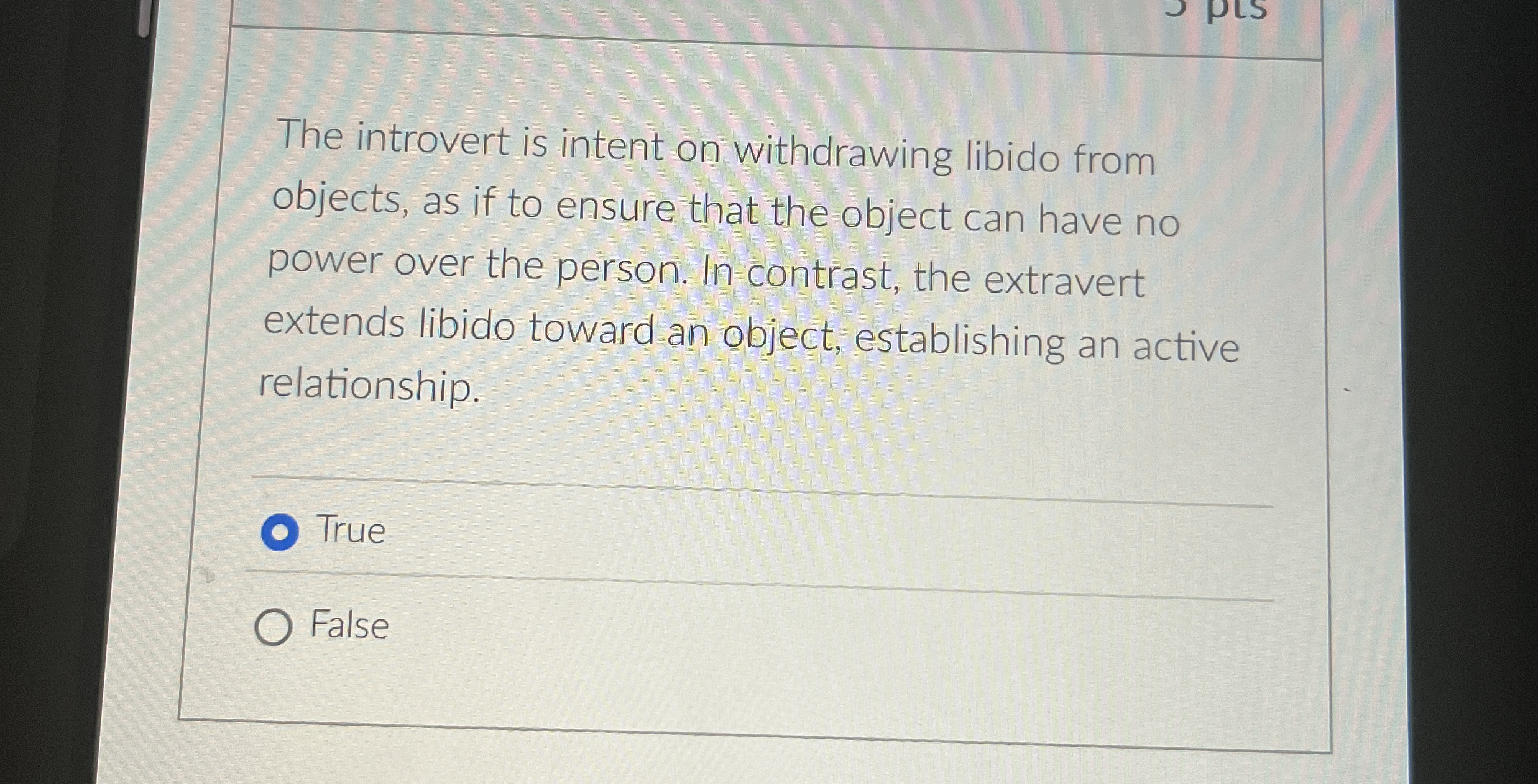 Solved The introvert is intent on withdrawing libido from | Chegg.com