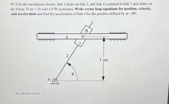 Solved Pb3 ) In the mechanism shown, link 3 slides on link 2 | Chegg.com