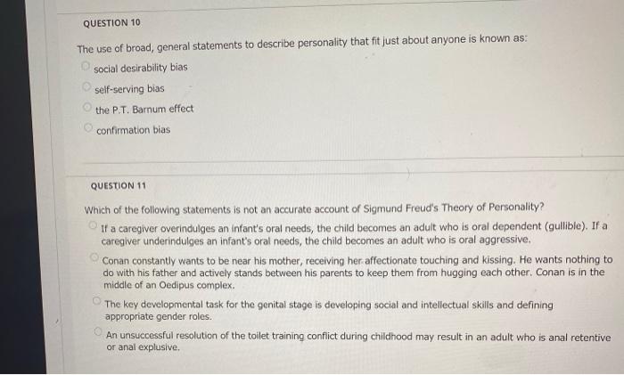 Solved QUESTION 10 The use of broad, general statements to | Chegg.com