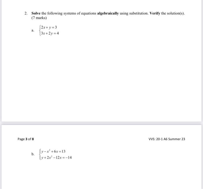 Solved MATH 20-1 please shows all steps ans label NEATLY. 2A | Chegg.com
