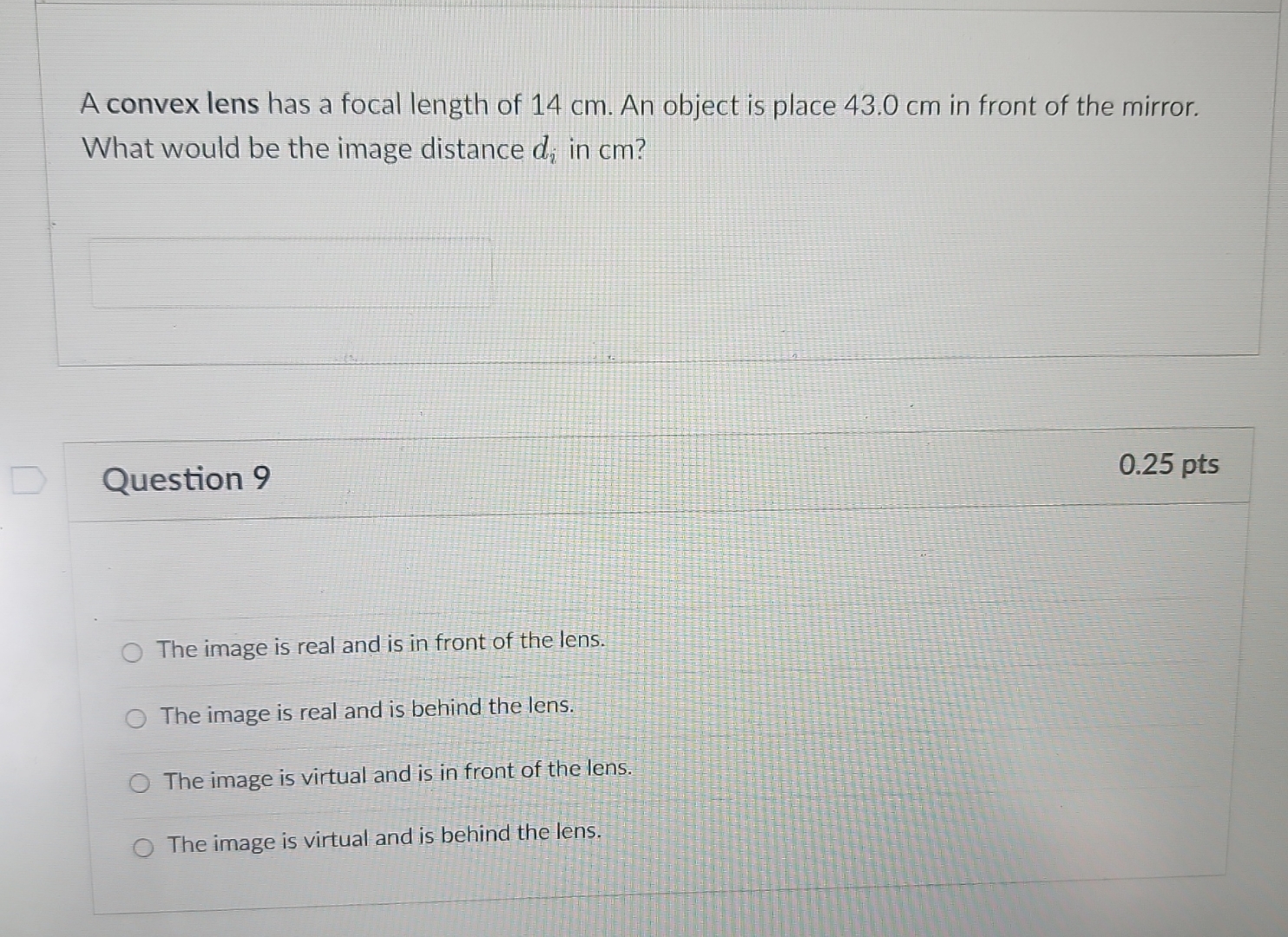 Solved A convex lens has a focal length of 14cm. ﻿An object | Chegg.com