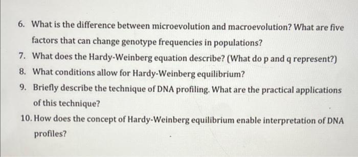 Solved 6. What is the difference between microevolution and | Chegg.com