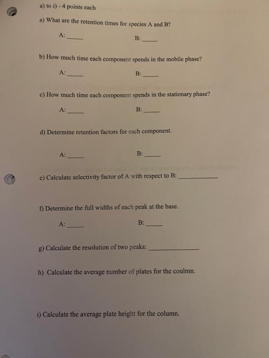 Solved 1. An LC chromatogram of a two component mixture | Chegg.com