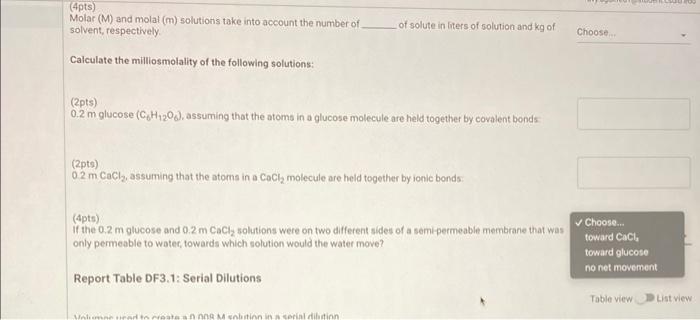 Solved Molar (M) and molal (m) solutions take into account | Chegg.com