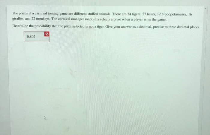 Solved The prizes at a carnival tossing game are different | Chegg.com