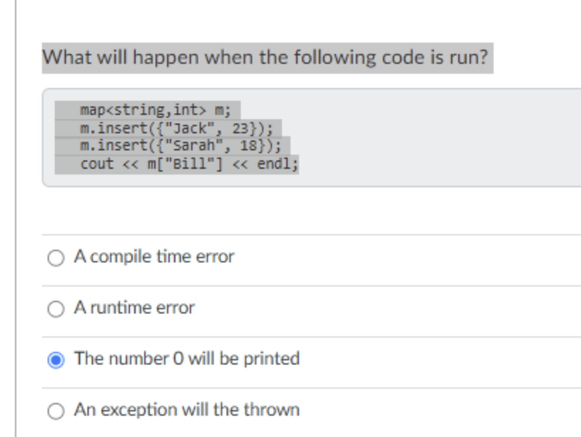 Solved What will happen when the following code is run?map | Chegg.com