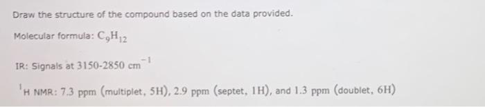 Solved Draw the structure of the compound based on the data | Chegg.com