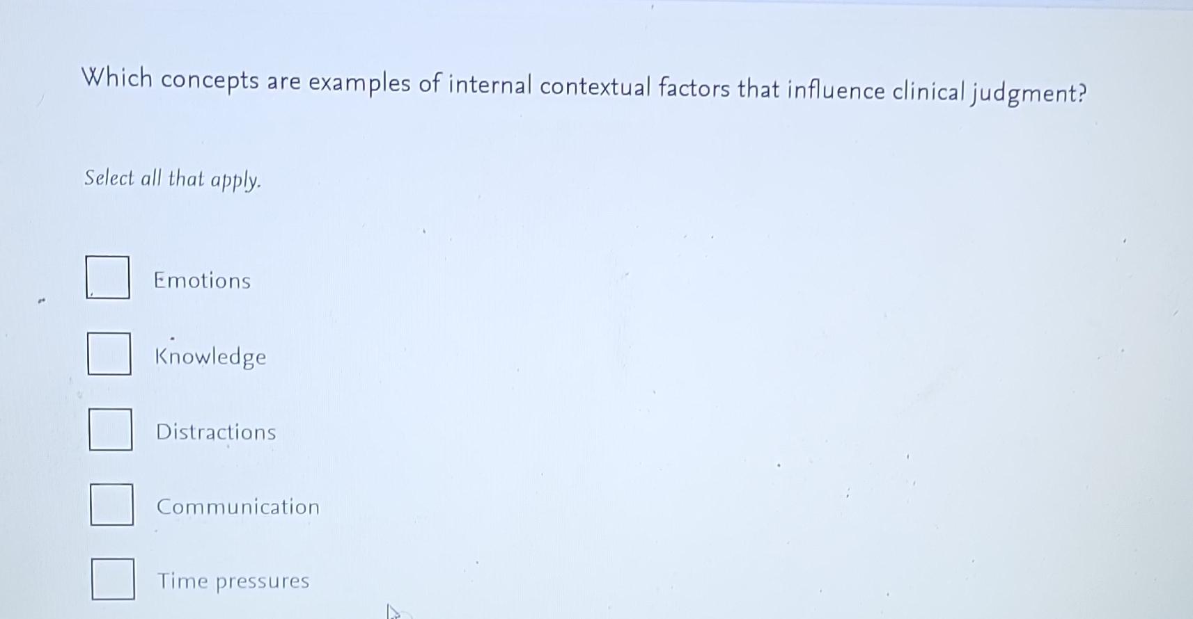 Solved Which concepts are examples of internal contextual | Chegg.com