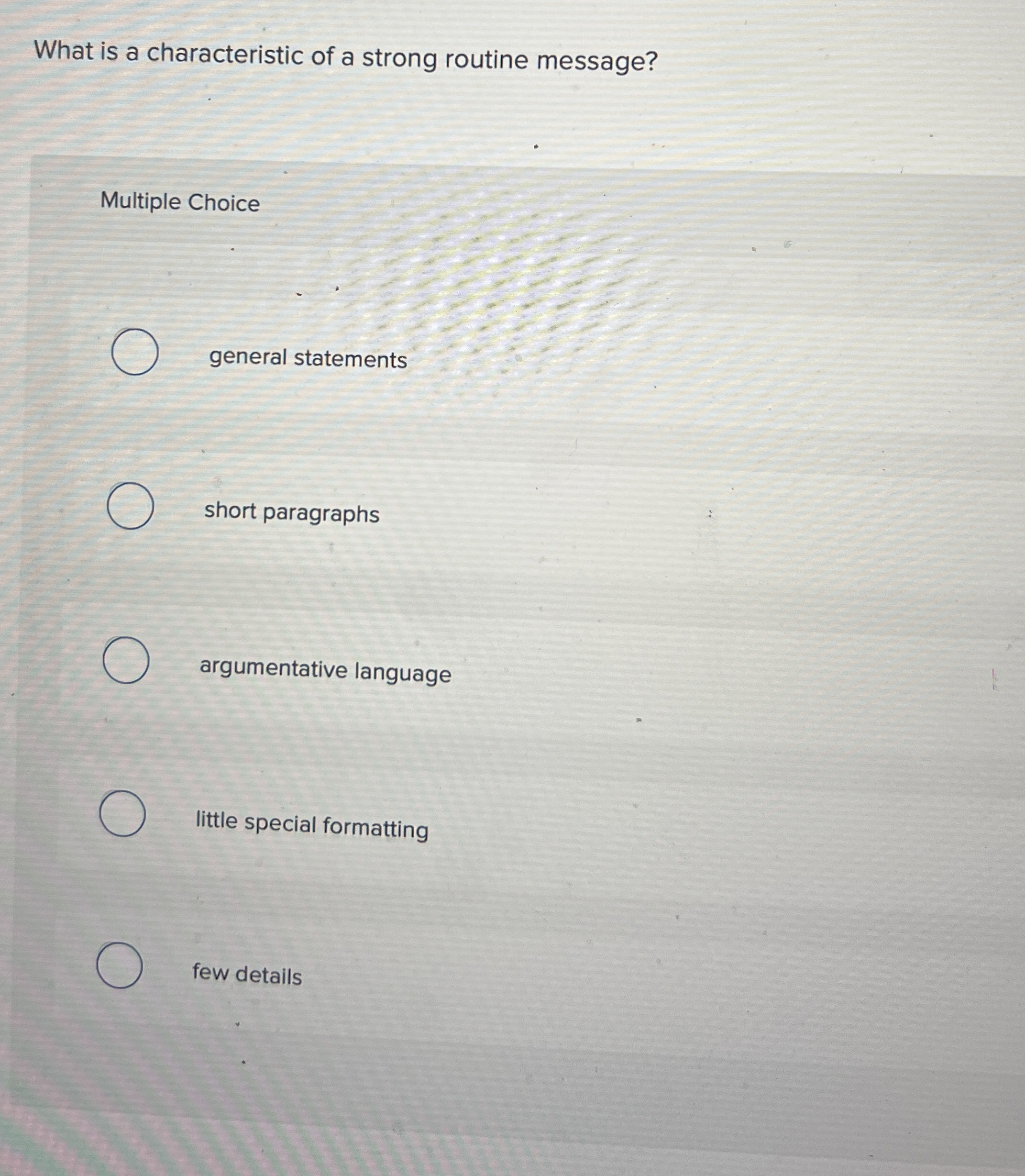 Solved What is a characteristic of a strong routine | Chegg.com