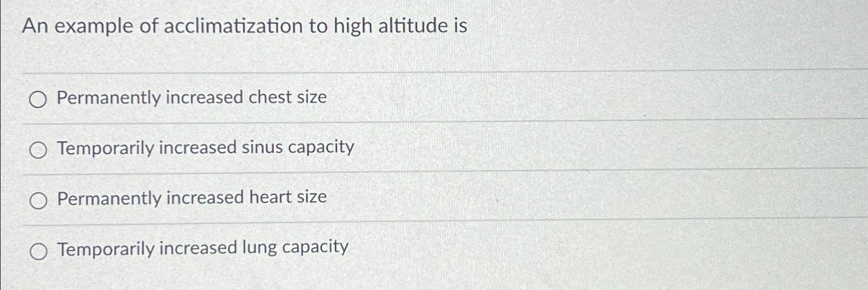 Solved An example of acclimatization to high altitude | Chegg.com