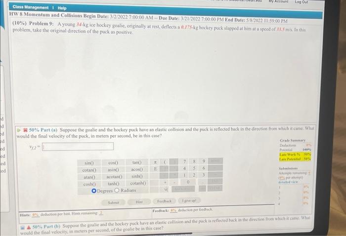 Solved My Account Log Out Class Management Help HW 8 | Chegg.com